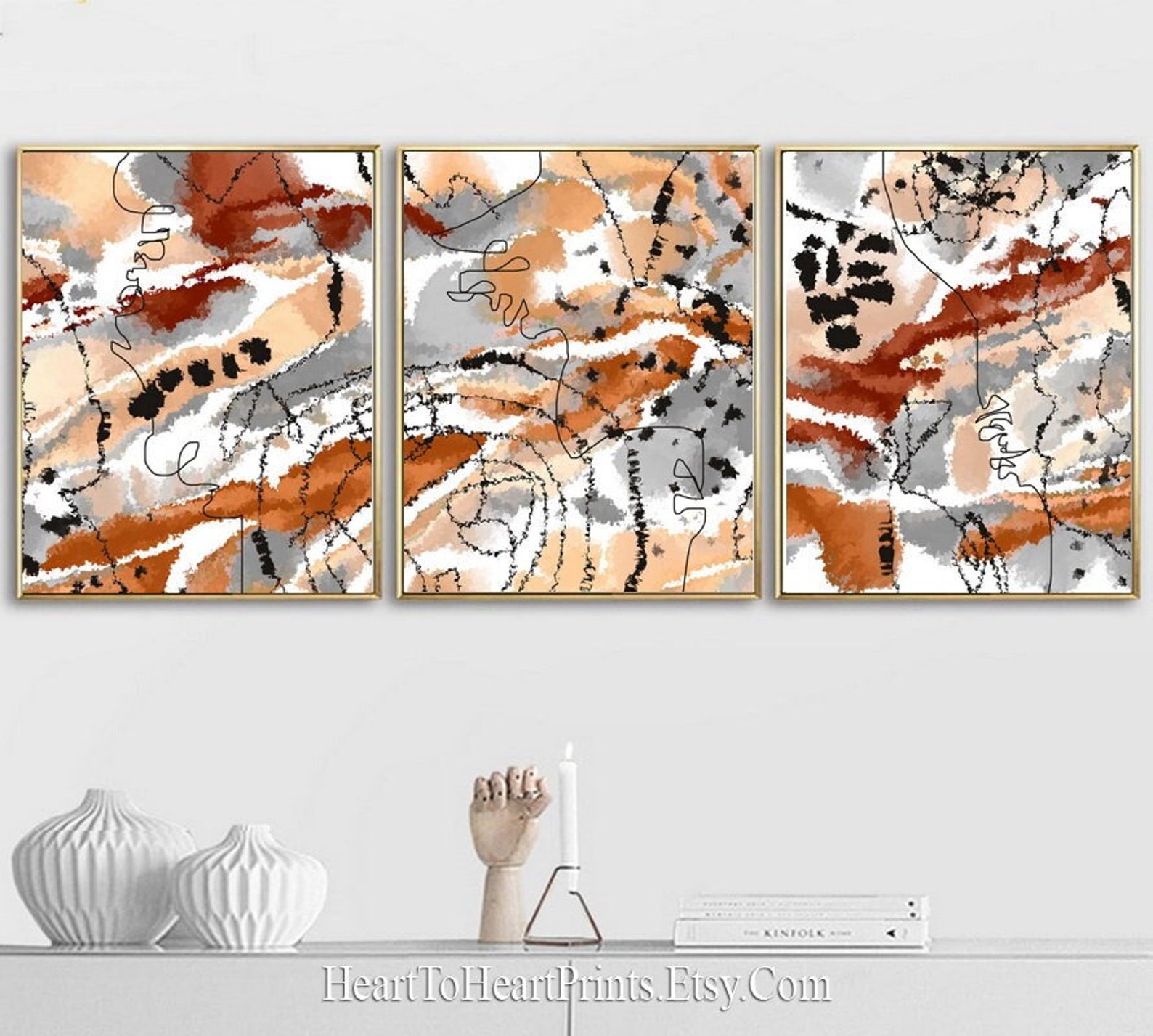Simple Abstract Gallery Wall Art Set of 3 Neutral Abstract - Etsy
