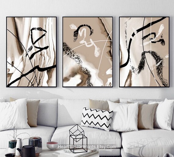 Neutral Simple Abstract Art Set of 3 PRINTABLE Minimalist - Etsy