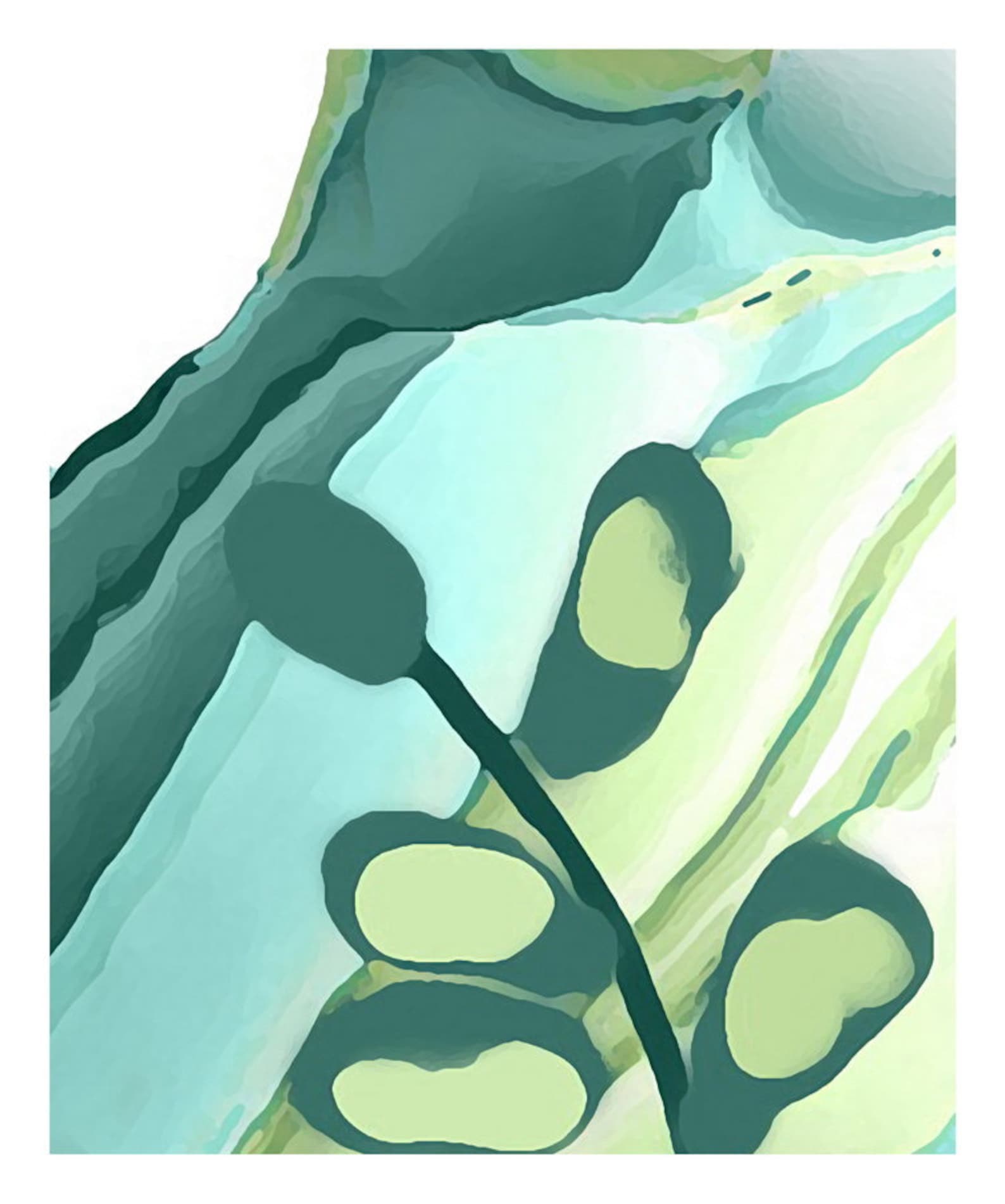 Green Leaves Set of 3 Posters Lime Green Teal Botanical Prints - Etsy