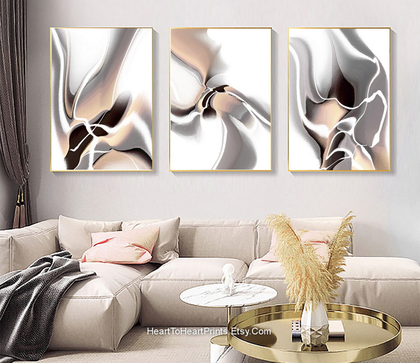 Gray Abstract Wall Art Set of 3 Posters Gray PRINTABLE Large - Etsy