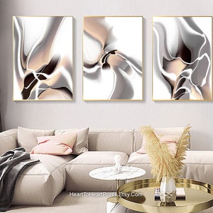 Gray Abstract Wall Art Set of 3 Posters Gray PRINTABLE Large - Etsy