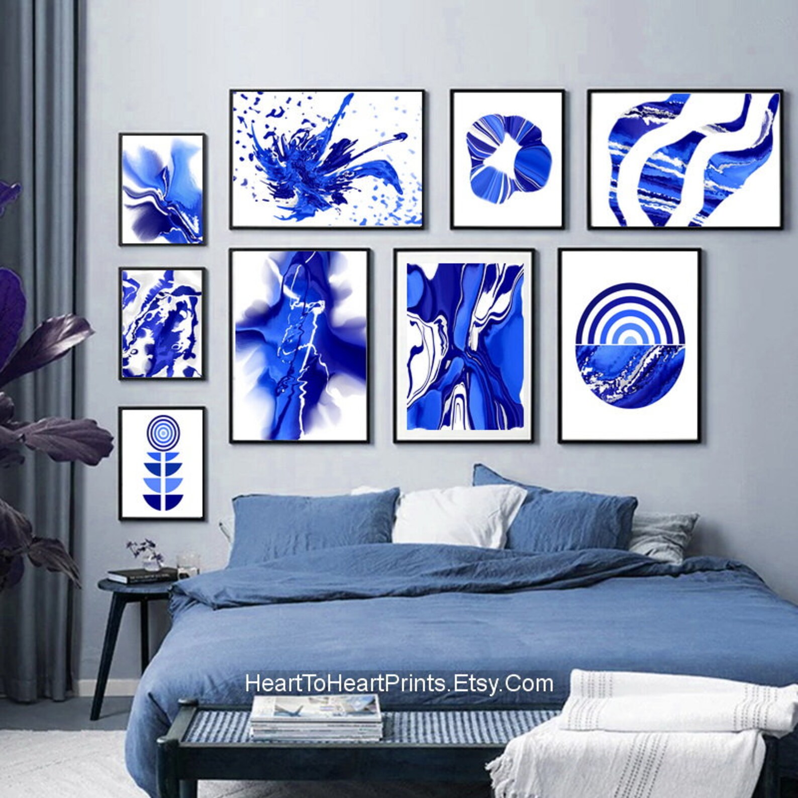 Royal Blue Abstract Set of 12 Posters Abstract Painting - Etsy