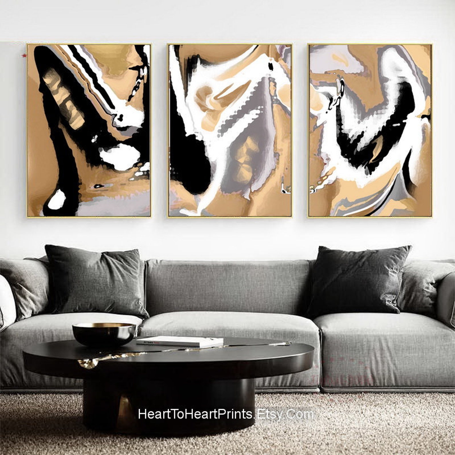 Earth Tones Abstract Painting PRINTABLE Wall Art Set of 3 - Etsy