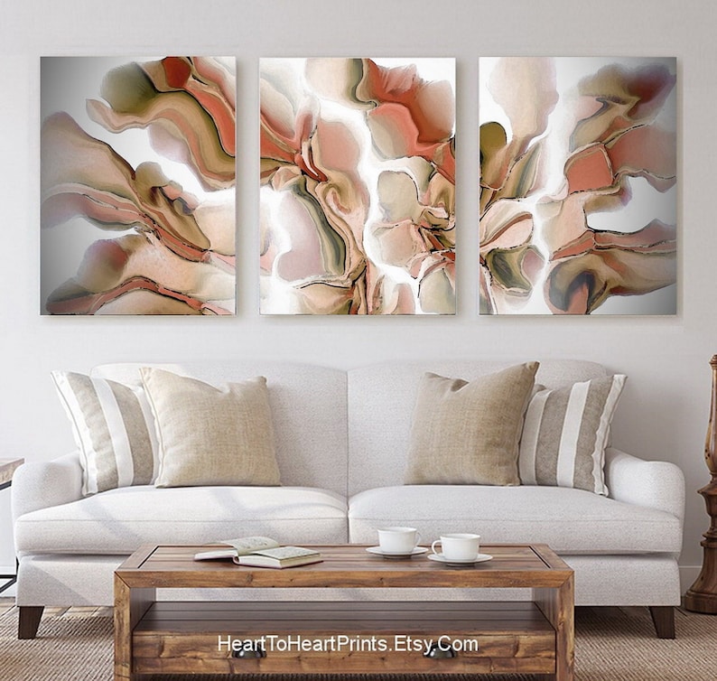 Earth Tone Abstract Set of 3 PRINTABLE Wall Art Neutral Posters Digital ...