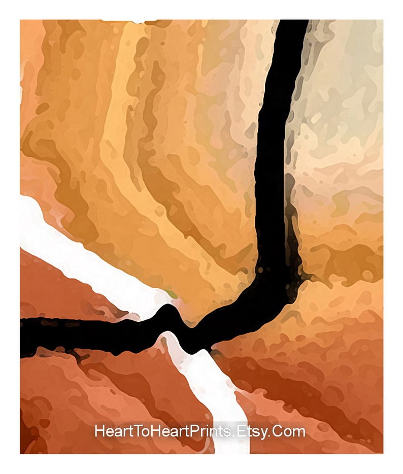 Burnt Orange Abstract PRINTABLE Art Set of 3 Posters Orange Black White ...