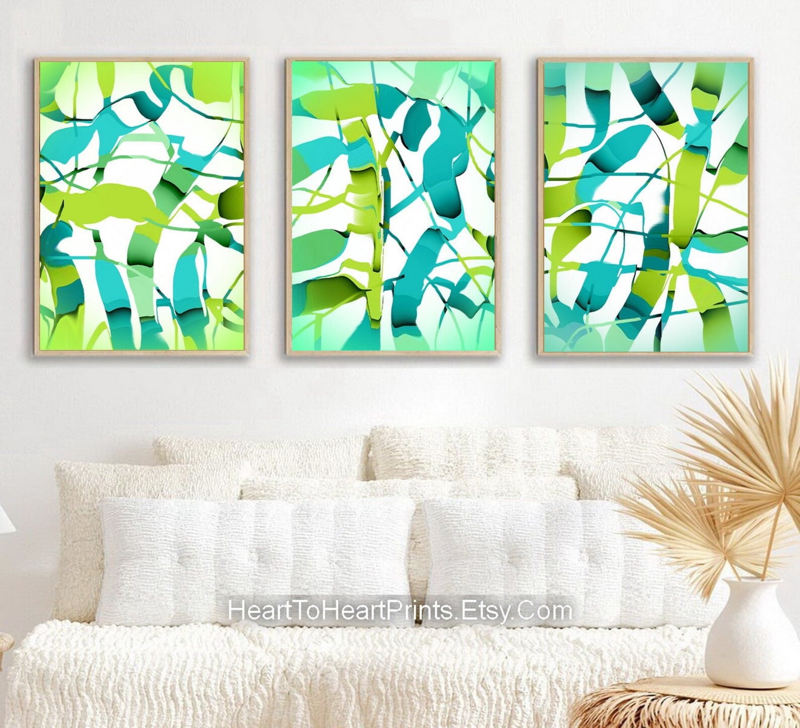 Green Abstract Canvas PRINTABLE Wall Art Lime Green Teal Abstract ...