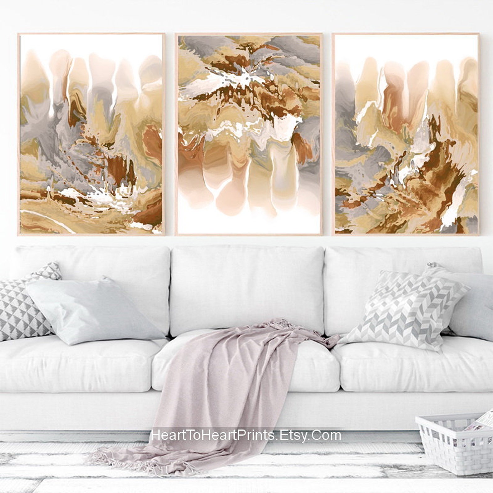 Neutral Abstract Painting Set of 3 Posters Canvas DOWNLOADABLE - Etsy