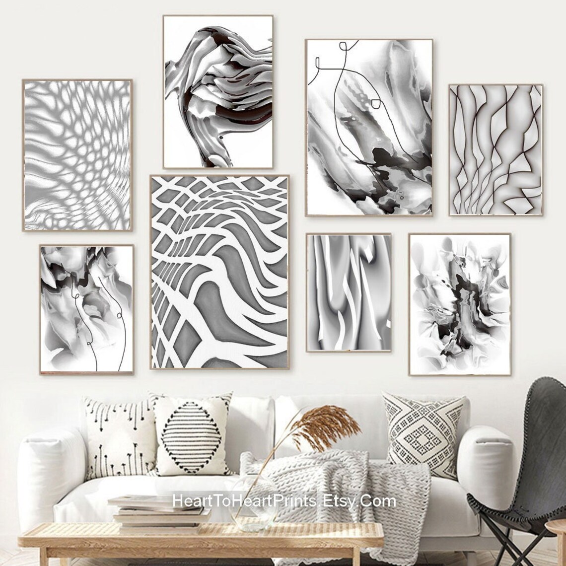 Silver Gray Abstract Gallery Wall Art Set of 12 Print - Etsy