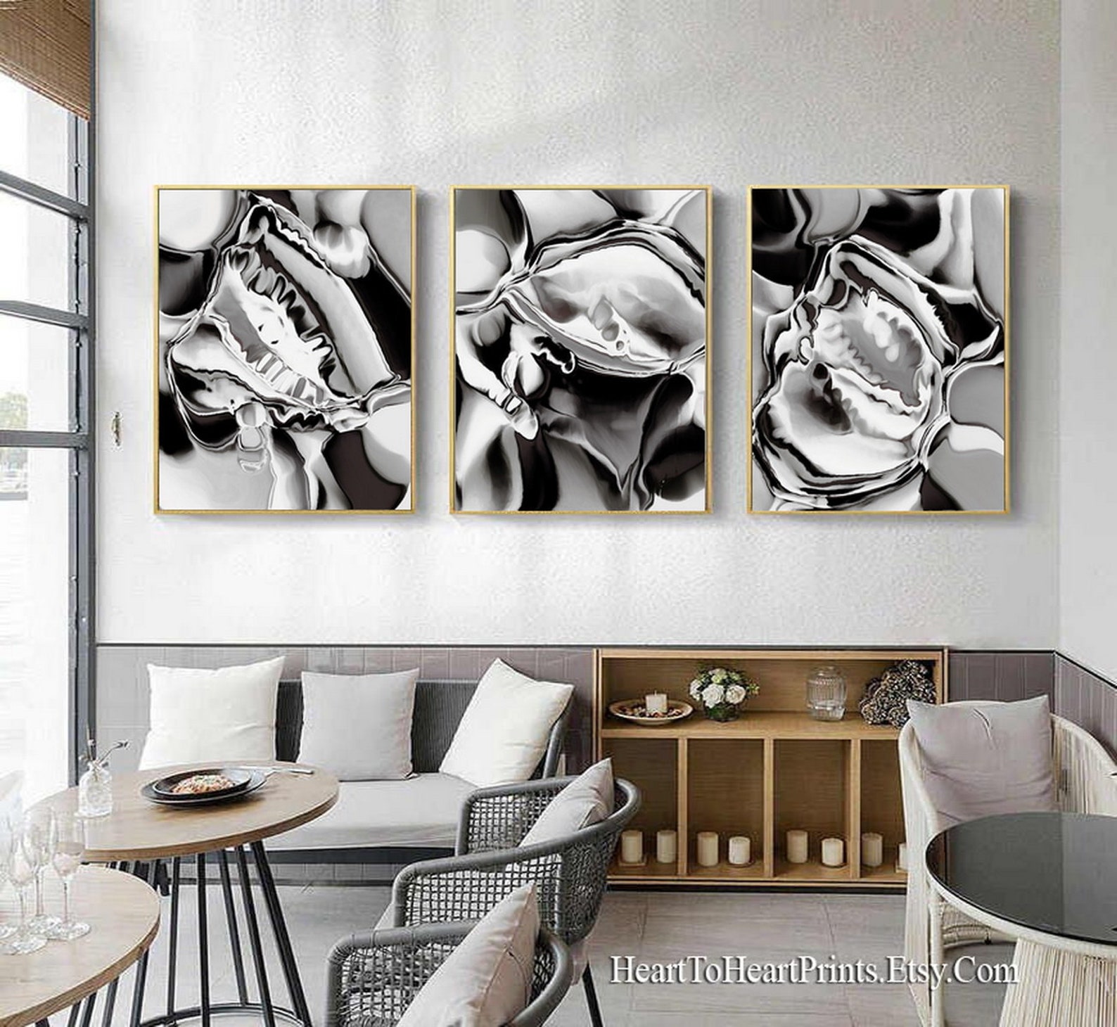 Black White Abstract Painting PRINTABLE Wall Art Set of 3 Large 24x36 ...