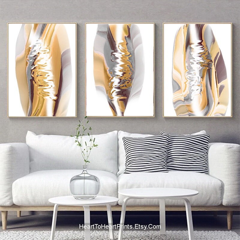 Earth Tone Wall Art Set of 3 Posters Neutral Abstract Painting - Etsy