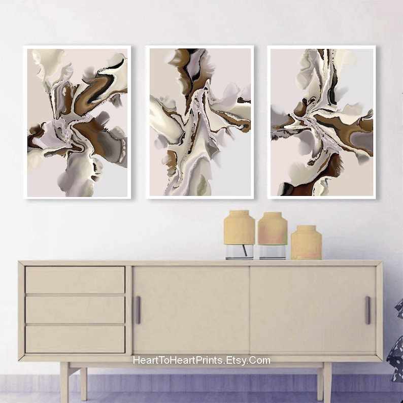 Neutral Abstract Minimalist Set of 3 Posters Beige Gray Brown - Etsy