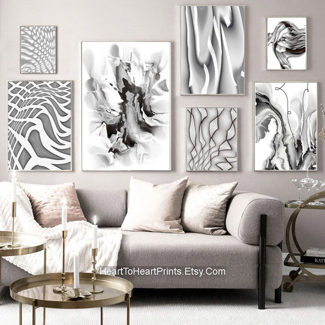 Silver Gray Abstract Gallery Wall Art Set of 12 Print - Etsy