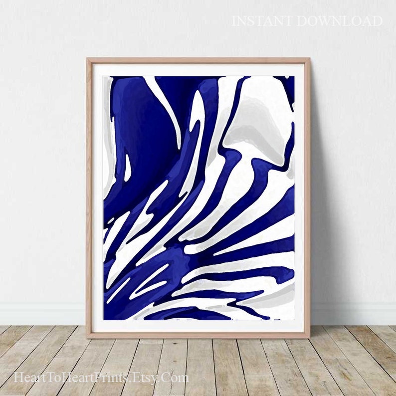 Navy Abstract Set of 3 Prints Navy Blue Abstract Painting Printable ...