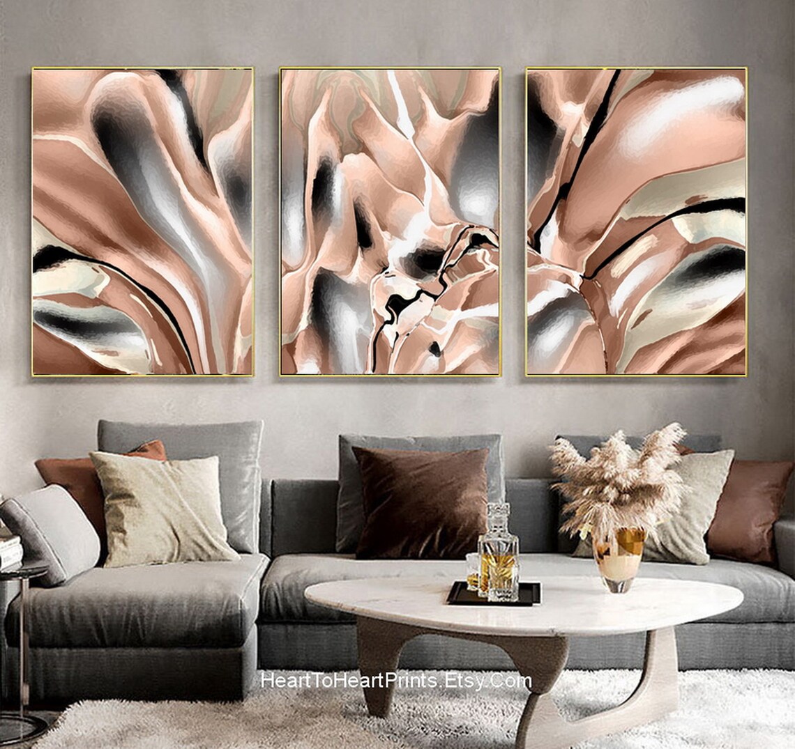 Earth Tone Wall Art Abstract Painting DOWNLOADABLE Art Set of - Etsy