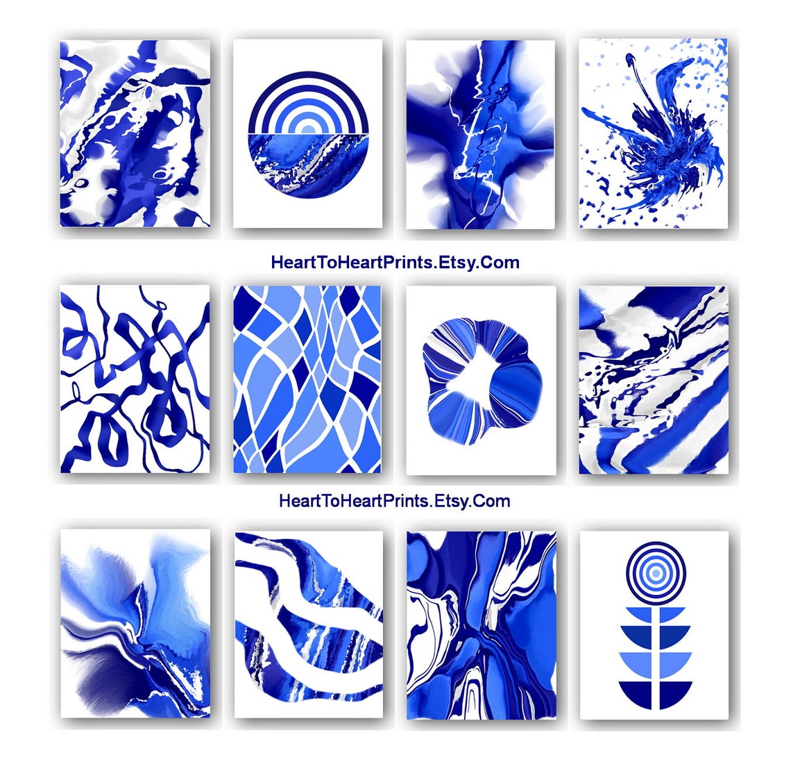 Royal Blue Abstract Set of 12 Posters Abstract Painting - Etsy