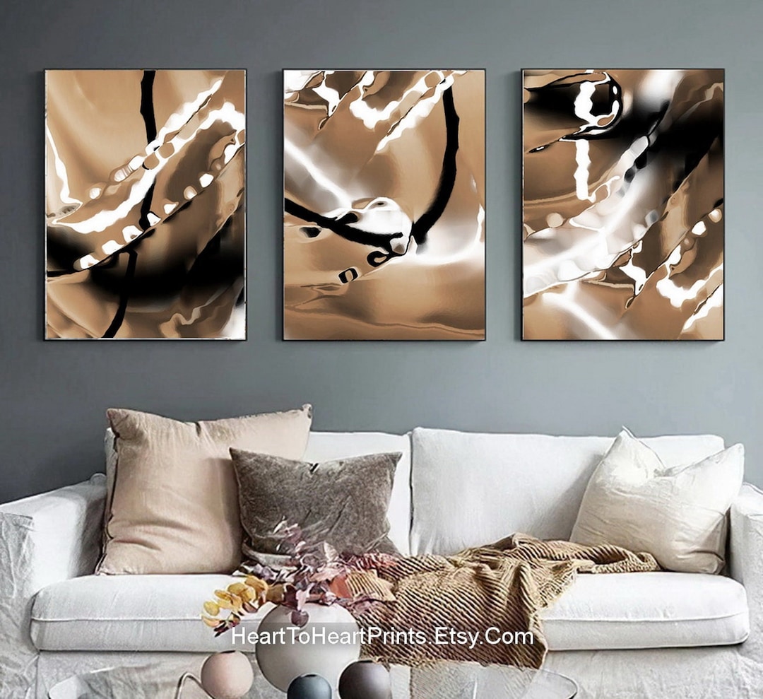 Brown Black Abstract Set of 3 Posters Dark Minimal Abstract - Etsy