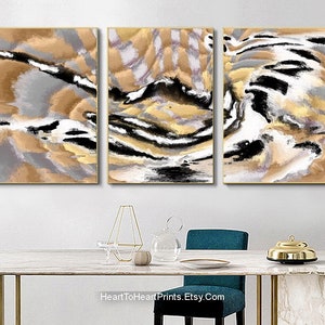 Neutral Abstract Large 24x36 Inch Wall Art Set of 3 Black - Etsy