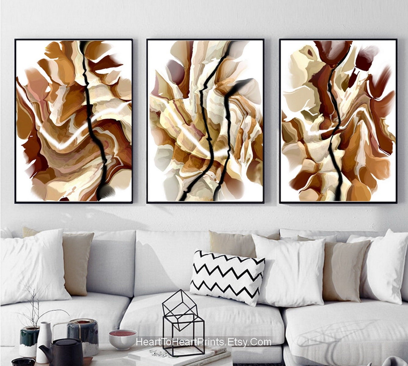 Earth Tones Abstract Painting Set of 3 Posters 24x36 DIGITAL Abstract ...
