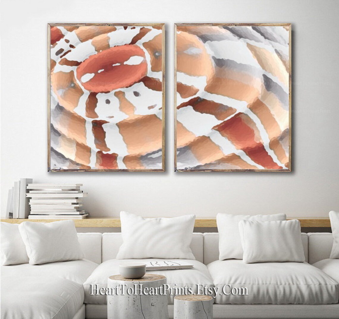 Orange Abstract Painting Set of 3 Posters Canvas DIGITAL | Etsy