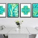 Green Leaves Set of 3 Posters Lime Green Teal Botanical Prints - Etsy