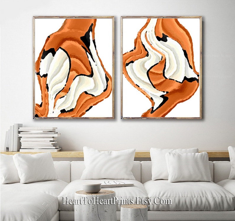 Abstract Wall Art Orange Black Abstract Painting Printable | Etsy