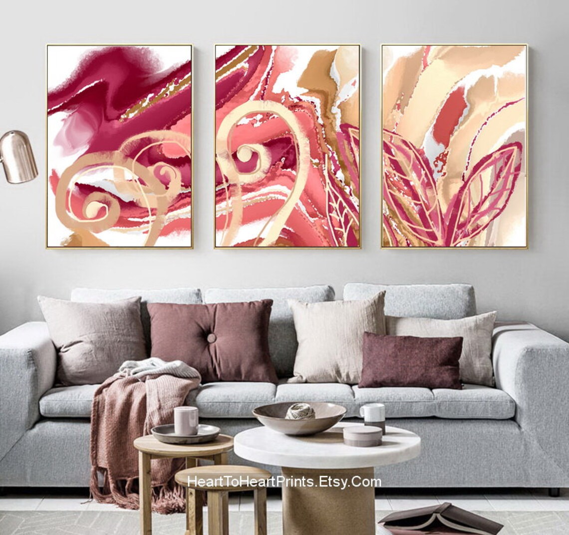 Pastel Abstract Painting Set of 3 Wall Art 24x36 Canvas - Etsy