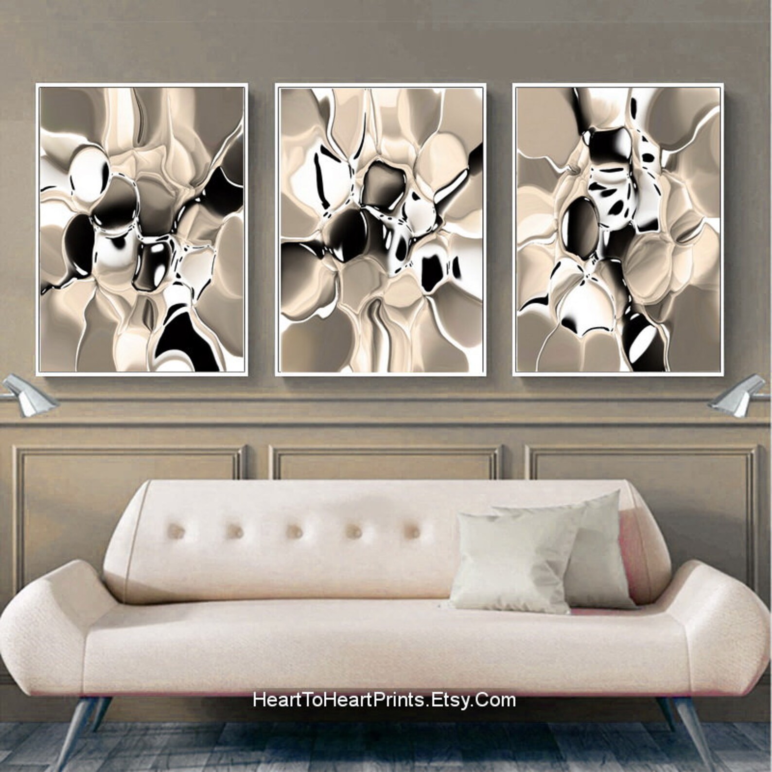 Neutral Abstract Painting Gallery Wall Art Set of 3 PRINTABLE DIGITAL ...