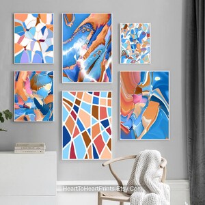 Blue Orange Abstract Set of 12 Posters Abstract Painting - Etsy