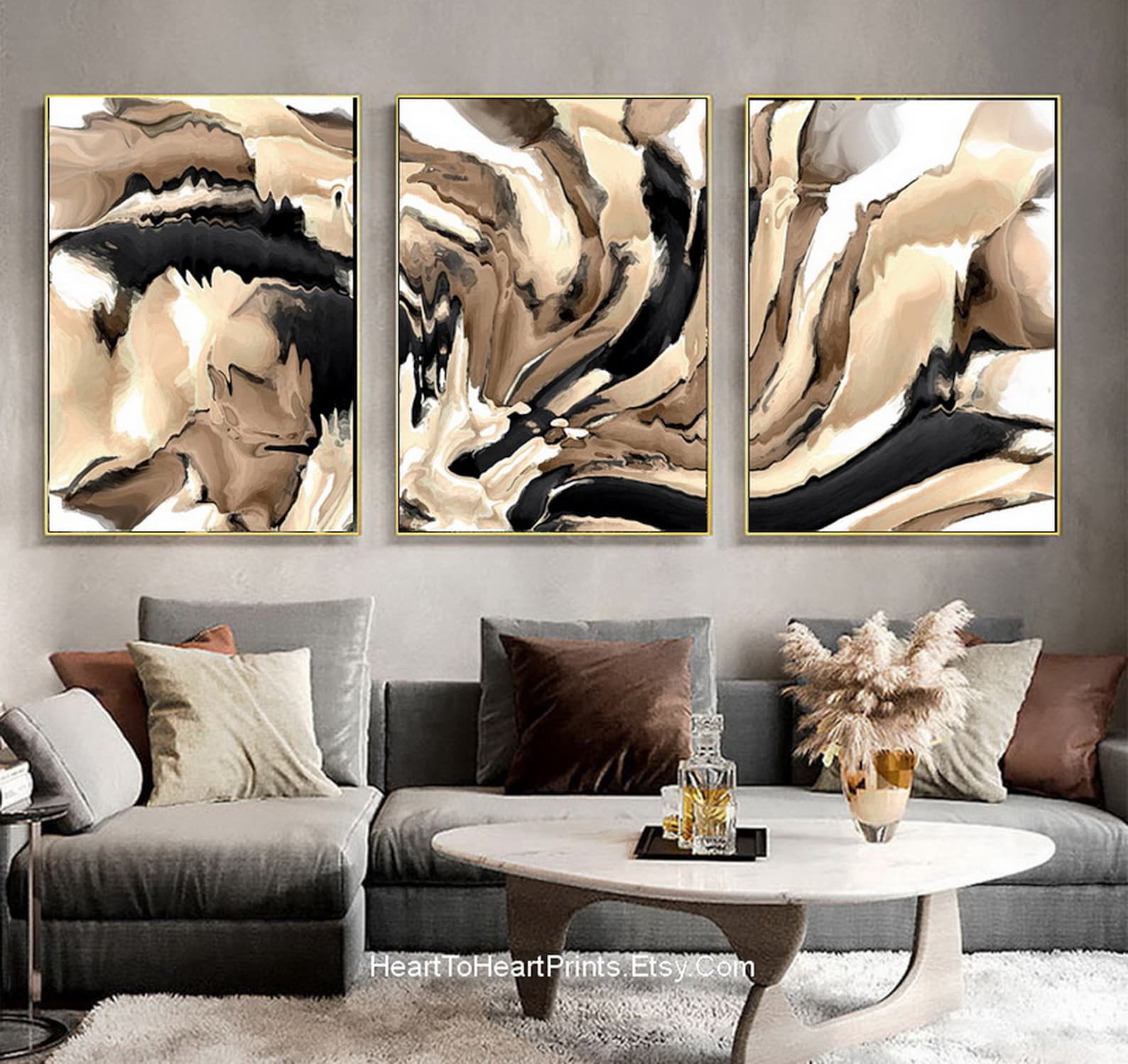 Earth Tones Abstract Painting PRINTABLE Wall Art Set of 3 - Etsy