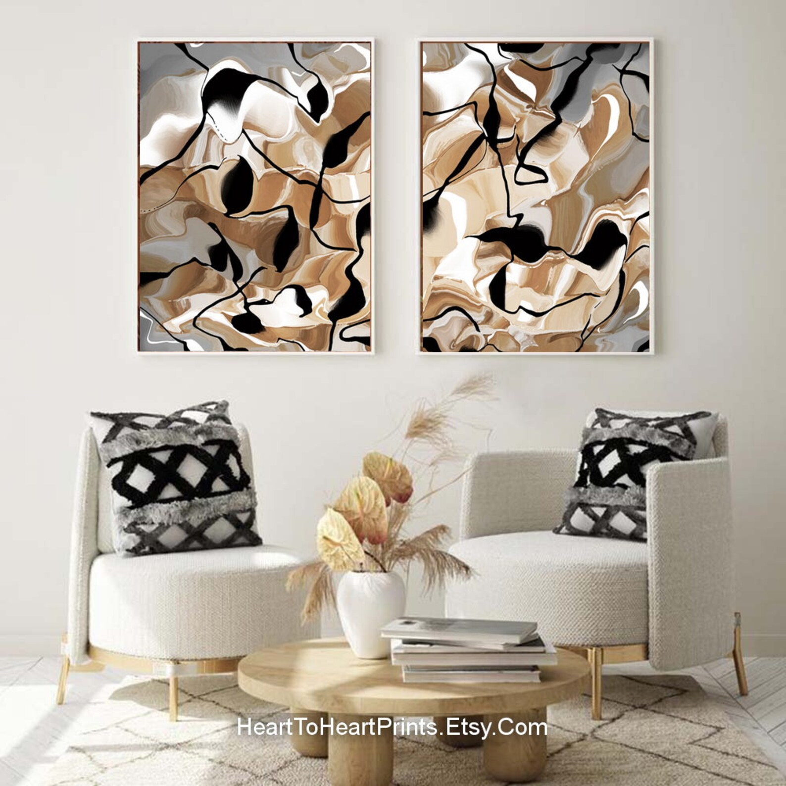 Neutral Boho Wall Art Set of 3 Posters Terracotta Black - Etsy