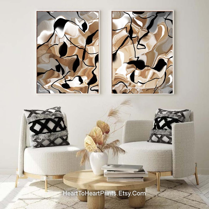 Neutral Boho Wall Art Set of 3 Posters Terracotta Black - Etsy