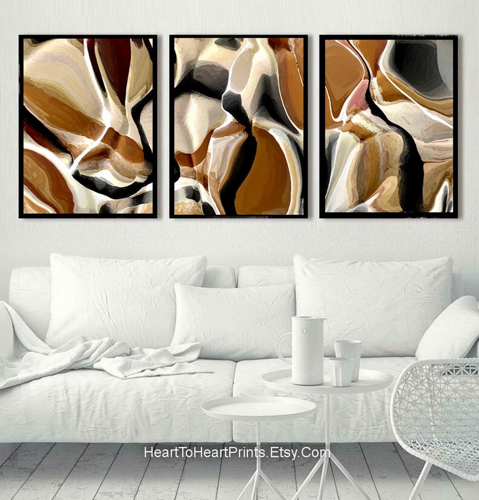 Earth Tone Abstract Painting Set of 3 Pieces Neutral Abstract - Etsy