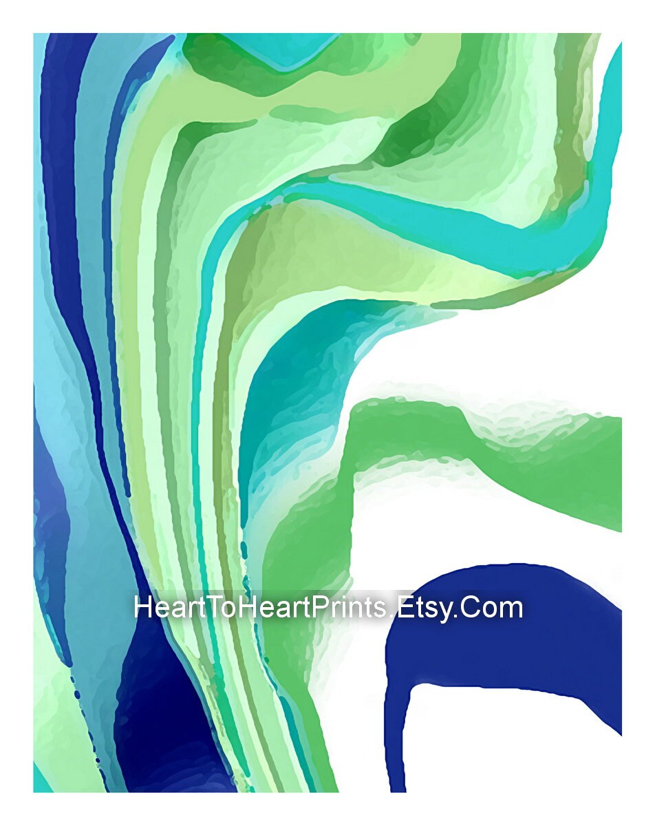 Green Abstract Painting Set of 3 Posters Lime Green Navy Blue Painting ...