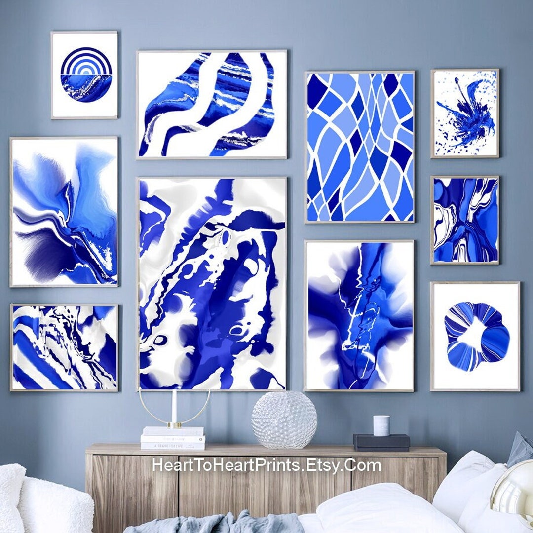 Royal Blue Abstract Set of 12 Posters Abstract Painting PRINTABLE Wall ...