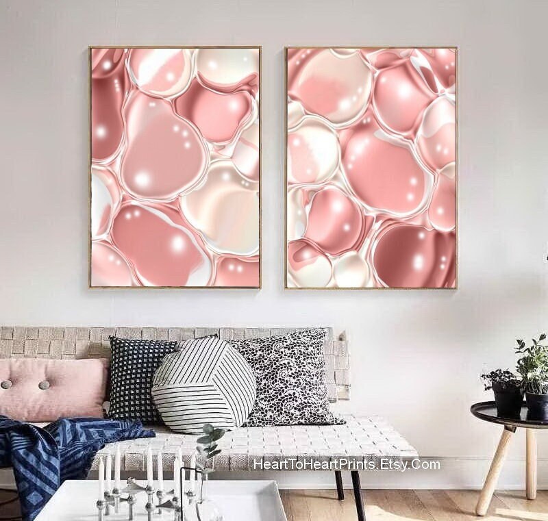 Pink Abstract Wall Art Set of 2 Prints Blush Pink Abstract - Etsy