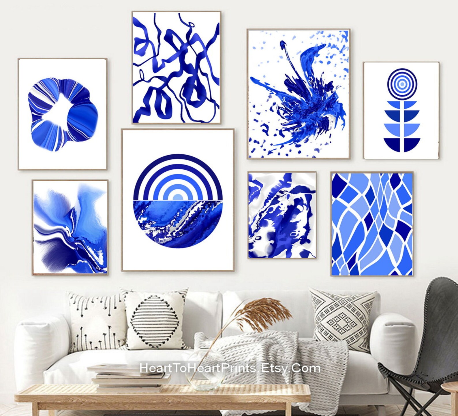 Royal Blue Abstract Set of 12 Posters Abstract Painting PRINTABLE Wall ...