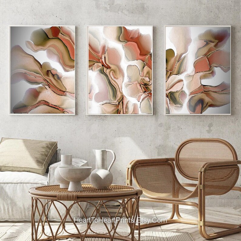 Earth Tone Abstract Set of 3 PRINTABLE Wall Art Neutral Posters Digital ...