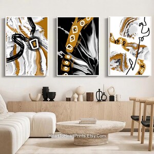 Neutral Abstract Set of 3 Posters DOWNLOADABLE Brown Abstract Painting ...