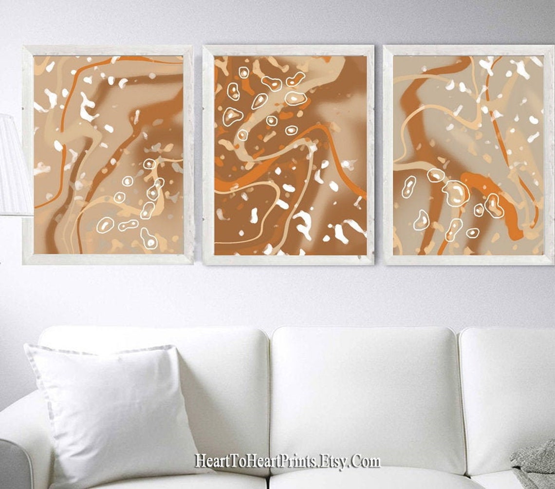 Brown Abstract Art Line Drawing Prints Minimalist Abstract | Etsy