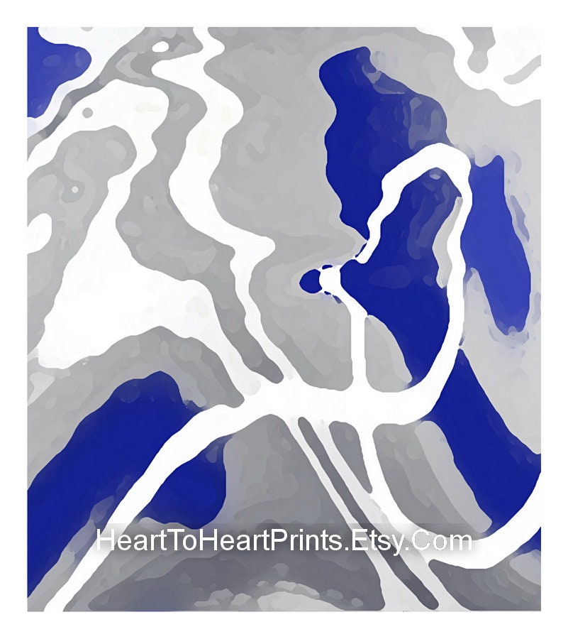 Silver Gray Blue Abstract Painting Set of 3 Print Modern - Etsy