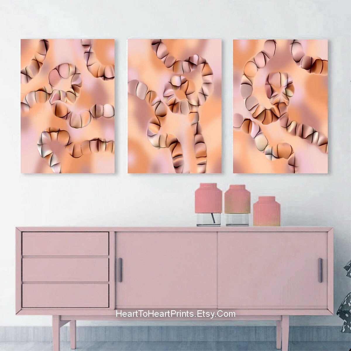 Pink Abstract Set of 3 Large 24x36 Inch Prints Blush Pink Abstract ...