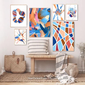 Blue Orange Abstract Set of 12 Posters Abstract Painting PRINTABLE Wall ...