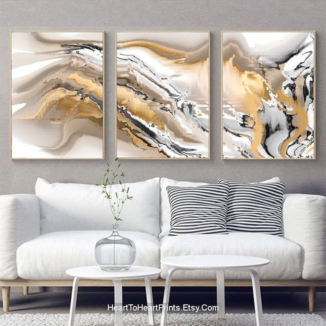 Neutral Abstract Painting Set of 3 Abstract Printable Art 3 Piece Wall ...