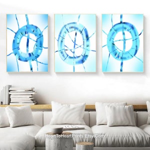 Pastel Blue Abstract Painting Set of 3 Canvas PRINTABLE Large 24x36 ...