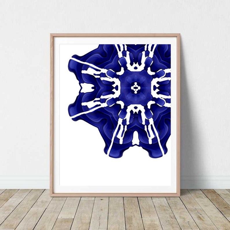 Navy Wall Art Printable Navy Blue Abstract Art Navy Mandala | Etsy