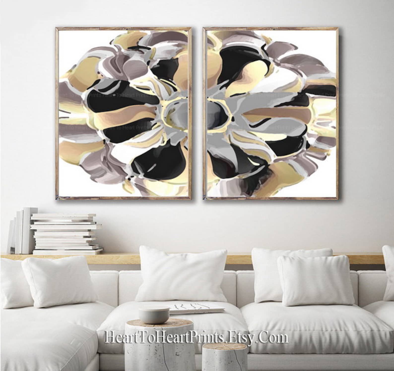 Black Gray Abstract Set of 3 Posters Neutral Wall Art DOWNLOADABLE ...