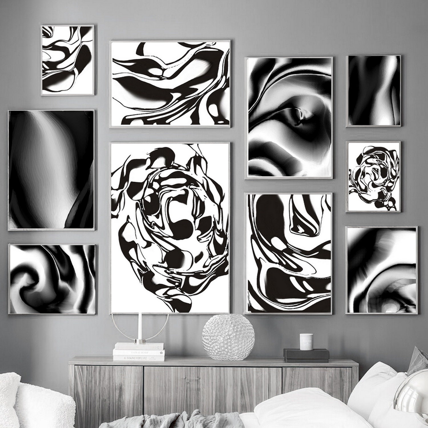 Black and White Minimalist Abstract PRINTABLE Wall Art Set of - Etsy