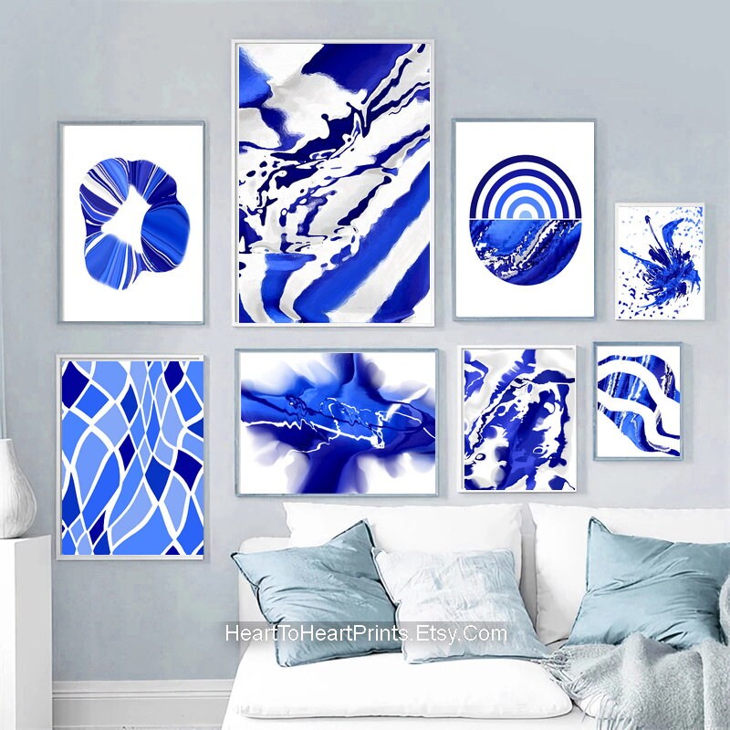Royal Blue Abstract Set of 12 Posters Abstract Painting - Etsy