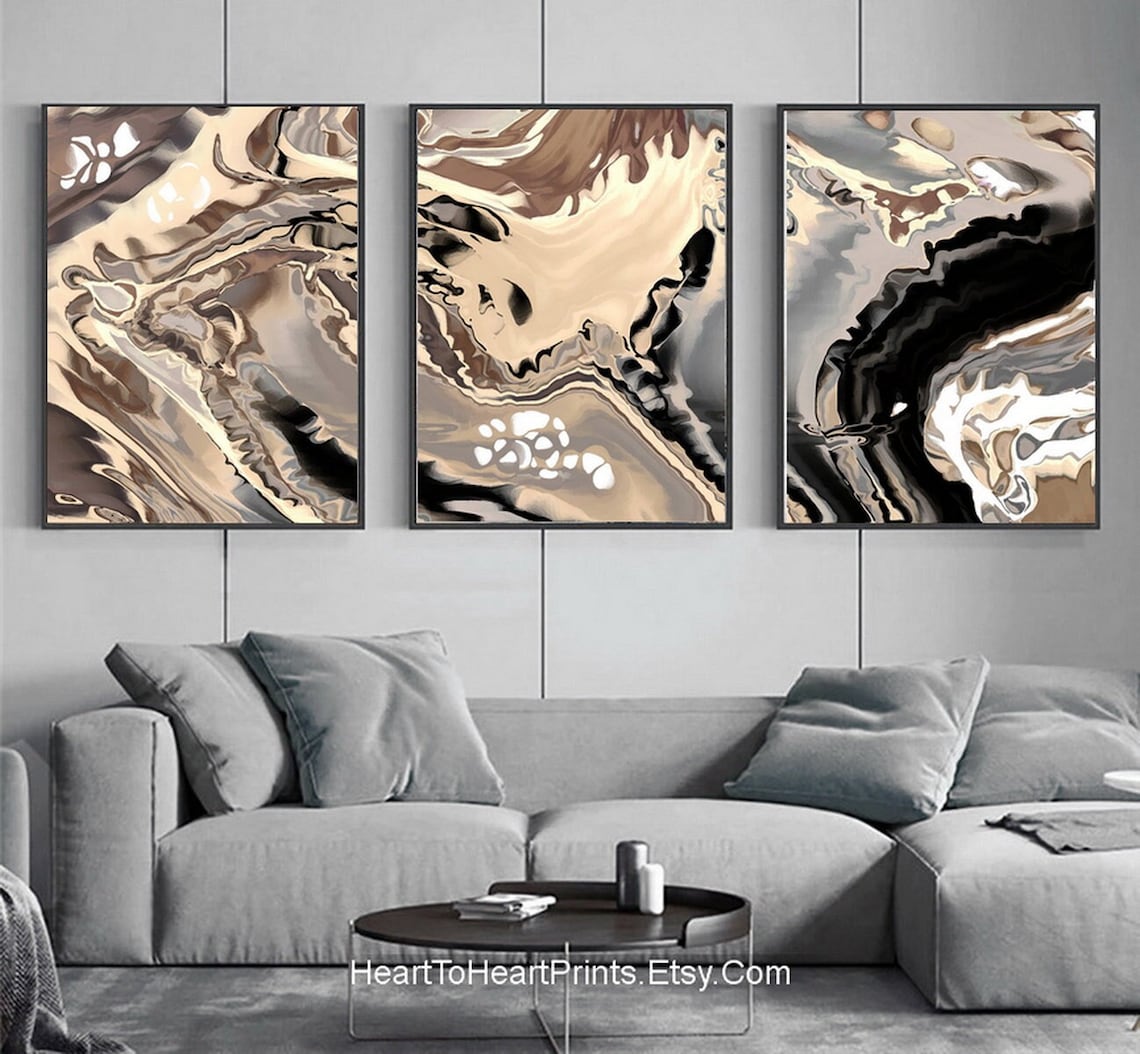 Earth Tones Abstract Painting PRINTABLE Wall Art Set of 3 - Etsy