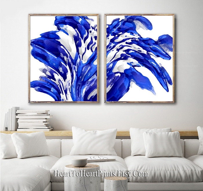 Royal Blue Abstract Gallery Set of 3 Posters Large Blue - Etsy